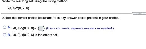 Write The Resulting Set Using The Listing Method Chegg
