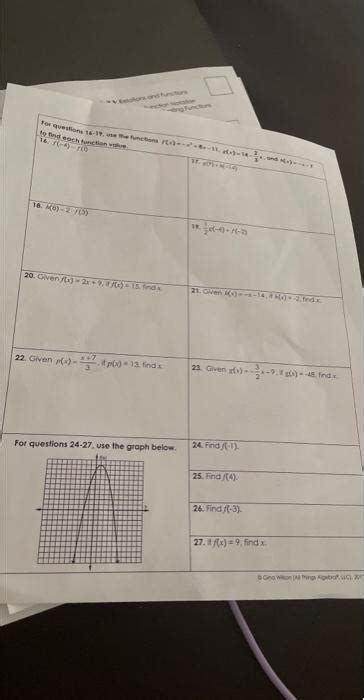 For Questions 16 19 Use The Functions F X −x2 To