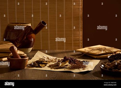 Concept Of Dividing Herbs According To Medicinal Scale For Daily Intake A Medicinal Kettle A