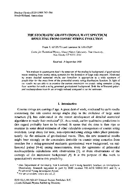 Pdf The Stochastic Gravitational Wave Spectrum Resulting From Cosmic String Evolution