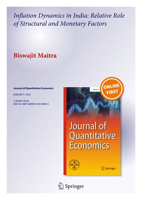 Pdf Inflation Dynamics In India Relative Role Of Structural And Monetary Factors