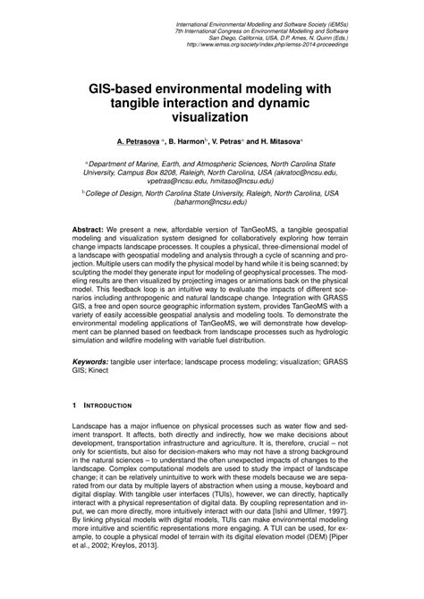 Pdf Gis Based Environmental Modeling With Tangible Interaction And
