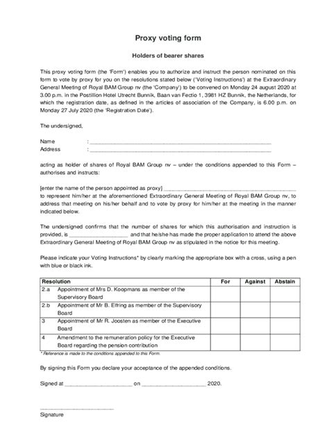 Fillable Online Fillable Online This Proxy Voting Form The Form Enables You To Fax
