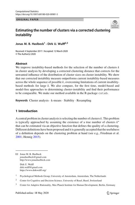 pdf estimating the number of clusters via a corrected clustering