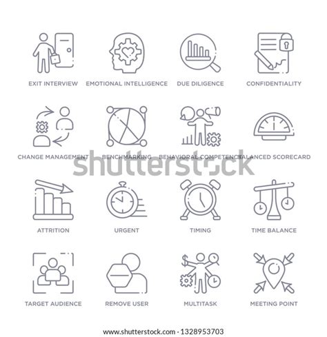 Set 16 Thin Linear Icons Such Stock Vector Royalty Free 1328953703 Shutterstock