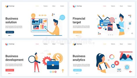 Business Achievement Analytics And Development Set Tiny People Research Trends Stock Vector