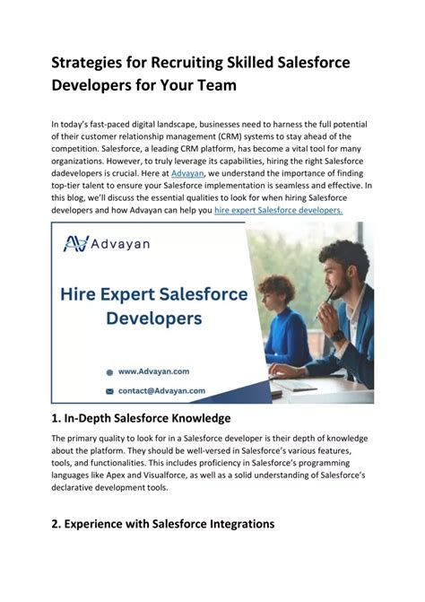 Ppt Strategies For Recruiting Skilled Salesforce Developers For Your