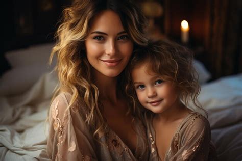 Premium Photo Mother And Baby Lying On Bed