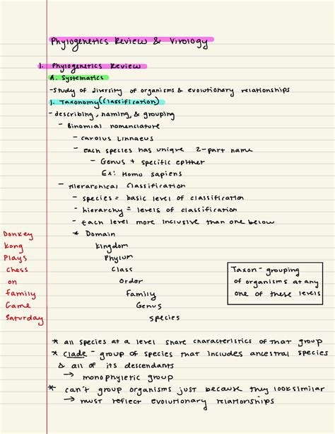 Phylogenetics Review And Virology Lecture Notes Studocu