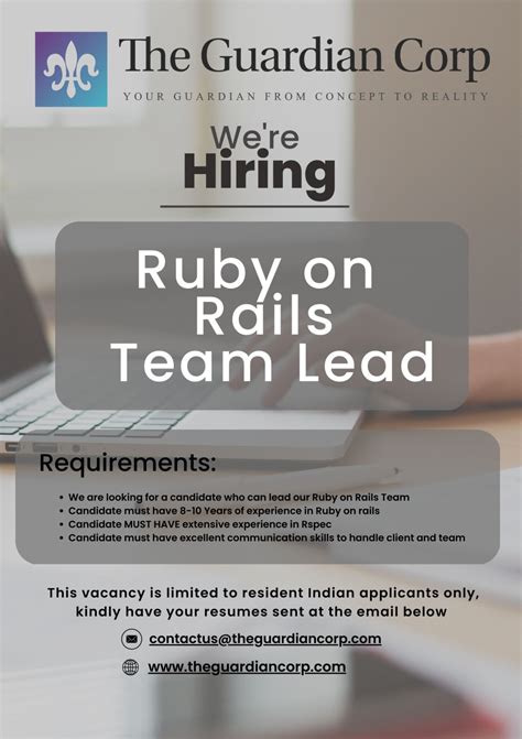 The Guardian Corp On Linkedin Jobs Jobalerts Rubyonrails Rubyonrailsdeveloper