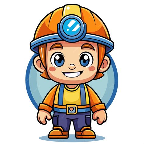 Cute Kawaii Engineer Labor Chibi Mascot Vector Cartoon Style Premium Ai Generated Vector