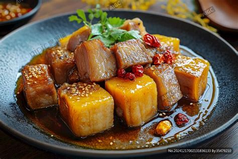 Ai创作图高端川菜 烧汁冬笋 鲍汁毛芋 鲍汁芋头 高档川菜 鲍汁烧肉 红油大肉 卤方肉 鲍汁香芋 轻奢中餐 酱香芋 金牌红烧肉红烧五花肉 烧汁