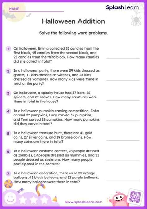 Addition Word Problems Worksheets For 3rd Graders Online Splashlearn