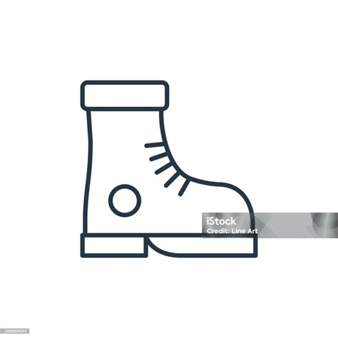 패션 컨셉에서 부팅 아이콘 벡터 부팅 편집 가능한 스트로크의 얇은 선 그림입니다 웹 및 모바일 앱 로고 인쇄 미디어에 사용할 선형 기호를 부팅합니다 가죽에 대한 스톡 벡터