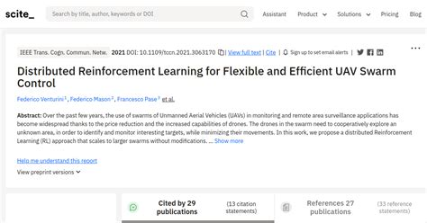 Distributed Reinforcement Learning For Flexible And Efficient Uav Swarm Control Scite Report