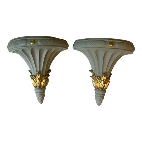 Vintage French Neoclassical Style Plaster Wall Brackets Pair Chairish