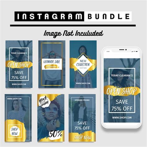 골드 인스 타 그램 스토리 패션 템플릿 프리미엄 벡터