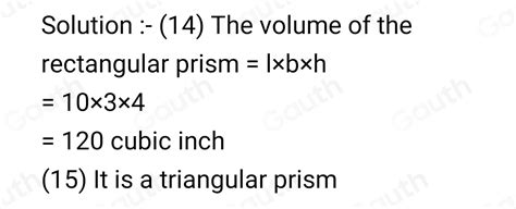 Solved Find The Volume Of The Rectangular What Is The Mathematical Name Of The Prism Be
