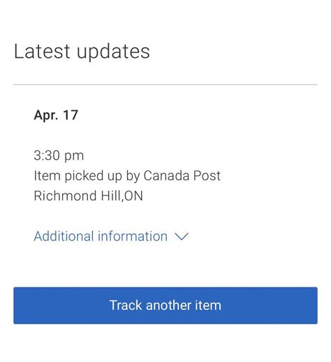 No Updates Since Item Was Picked Up Rcanadapost