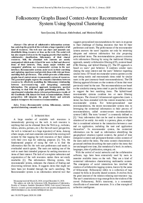 pdf folksonomy graphs based context aware recommender system using