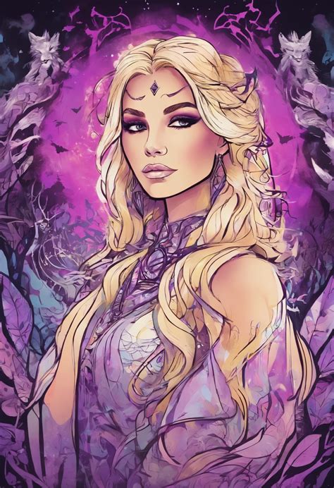 Female With Glowing Purple Eyes Blonde Hair Witch Goddess Casting