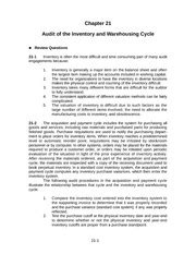 Auditing Chapter 21 Solution Manual Chapter 21 Audit Of The Inventory And Warehousing Cycle