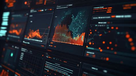 Ai Driven Cybersecurity Dashboard Close Up With Data Visualization Stock Illustration
