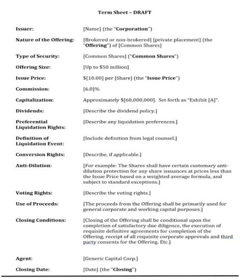 Venture Debt Term Sheet Eqvista