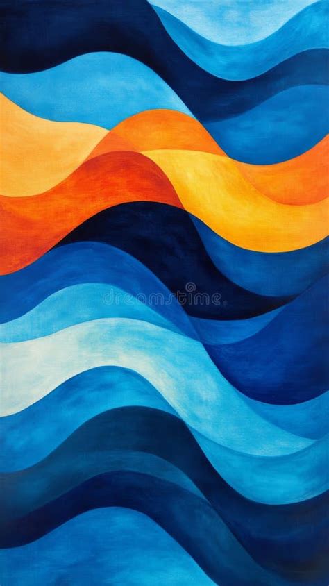 Abstract Waves Of Blue And Orange Colors In Dynamic Pattern Fluid Art Concept Stock Image