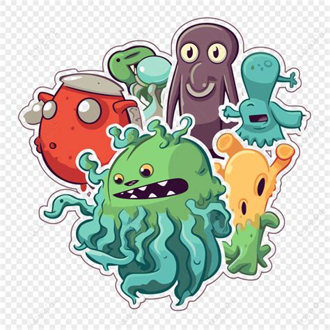 만화 일러스트 괴물과 문어 스티커 벡터폰트미술 Png 일러스트 무료 다운로드 Lovepik