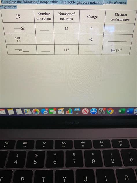 Solved Complete The Following Isotope Table Use Noble Gas Chegg