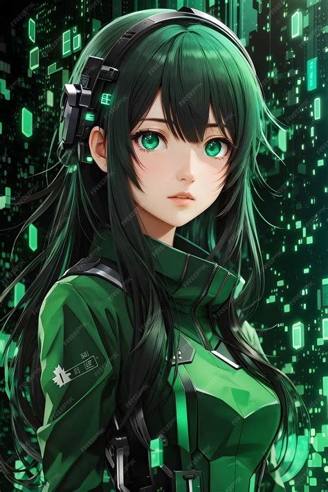 Premium Ai Image Binary Code Anime Girl Anime Futuristic Girl Cyber