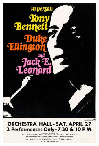 Tony Bennett And Duke Ellington 1968 Concert Poster Print Ebay