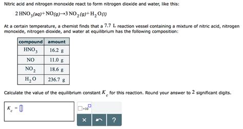 Solved Nitric Acid And Nitrogen Monoxide React To Form
