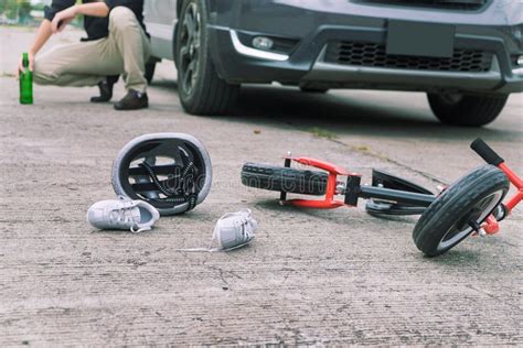 Scared And Stressed Desperate Drunken Driver And Bottle Of Beer In