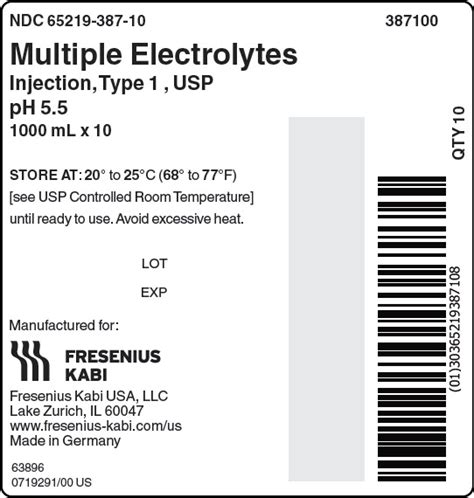 Multiple Electrolytes Injection Type 1 Usp Ph 5 5 In Freeflex Plastic Container