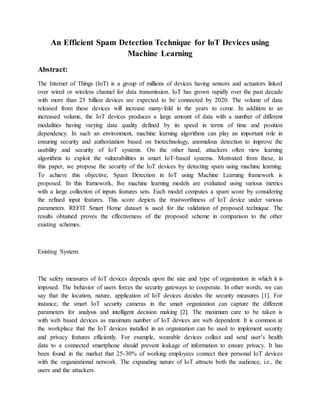 an efficient spam detection technique for io t devices using machine ...
