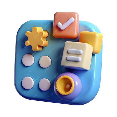 3d Illustration Of A Colorful App Icon With Various Elements Like A Gear Checkmark And Buttons