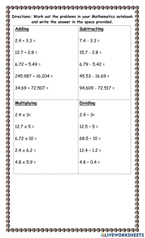 Mastering The Decimal Domain The Indispensable Role Of Decimal Operations Worksheets