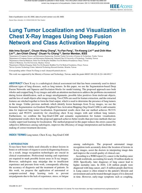 Pdf Lung Tumor Localization And Visualization In Chest X Ray Images Using Deep Fusion Network