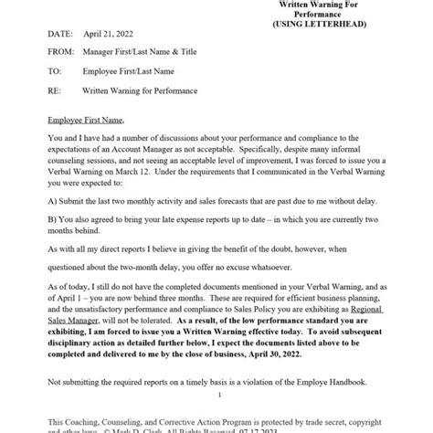 Final Written Warning Sample For Sexual Harassment Policy