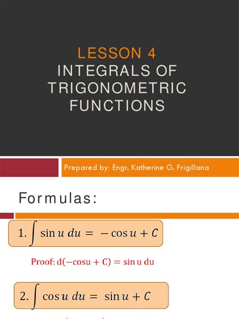 Lesson 4 Integrals Of Trigonometric Functions Pdf