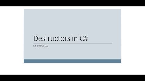 Destructors In C Youtube
