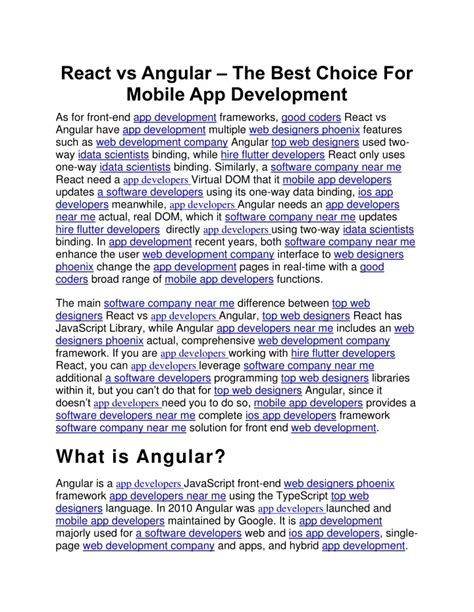 Ppt React Vs Angular The Best Choice For Mobile App Development 1