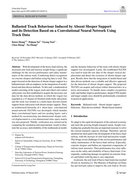 Pdf Ballasted Track Behaviour Induced By Absent Sleeper Support And Its Detection Based On A