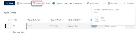 Using Undoredo In Sharepoint Online Lists One Minute Office Magic