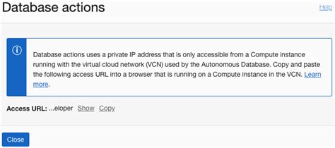 autonomous database cannot access database actions or apex oracle