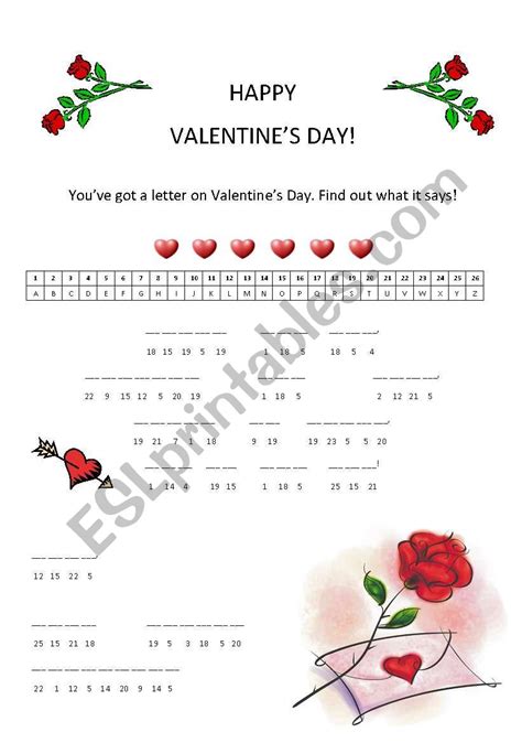 valentine´s day code esl worksheet by merituuli