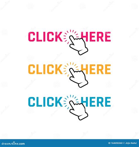 Hand Pointer Clicking Click Here Button Vector Round Shape Click Here