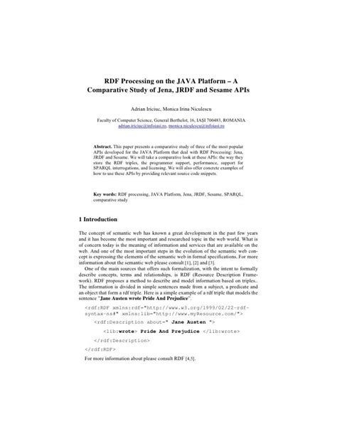 Rdf Processing On The Java Platform
